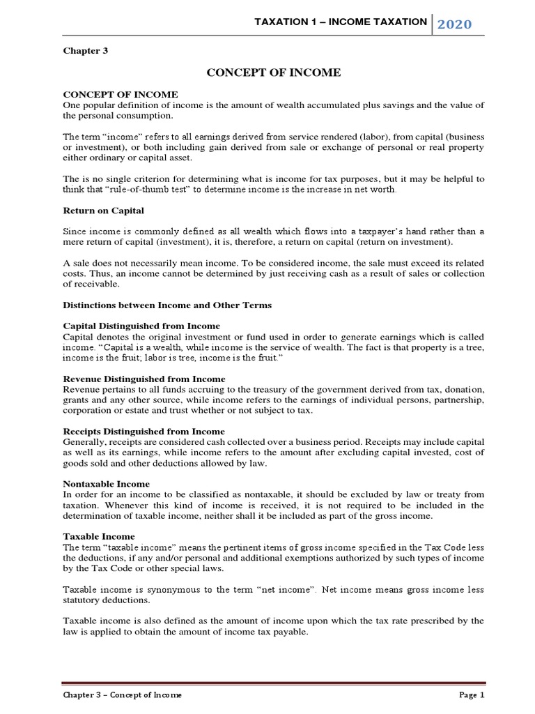 Chapter 3 Concept of Income | PDF | Gross Income | Taxes