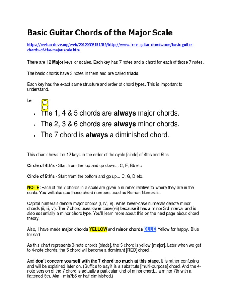 Major & Minor CHORDS | PDF | Chord (Music) | Musical Compositions