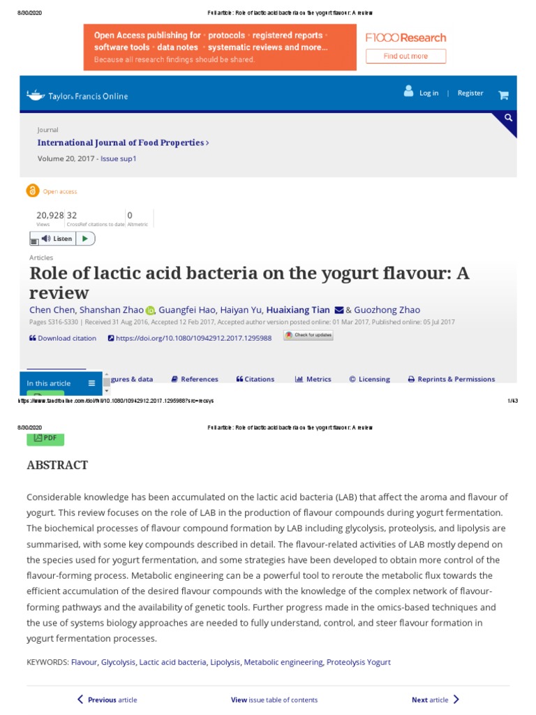 Role of Lactic Acid Bacteria On The Yogurt Flavour - A Review | PDF ...