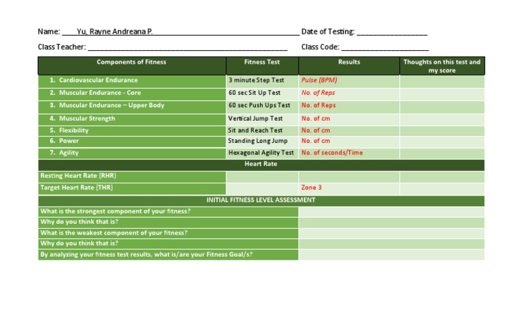 3 Minute Step Test 60 Sec Sit Up Test 60 Sec Push Ups Test Vertical ...