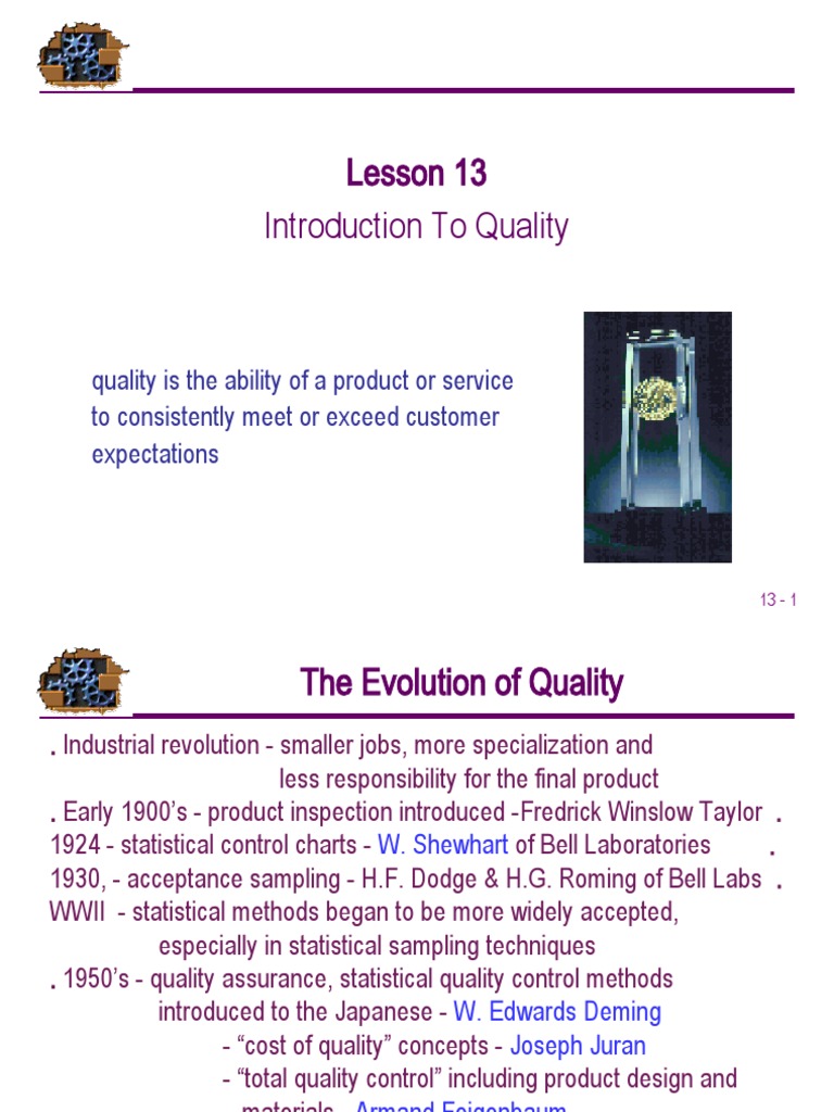 13 Introduction To Quality | PDF | Six Sigma | Iso 9000
