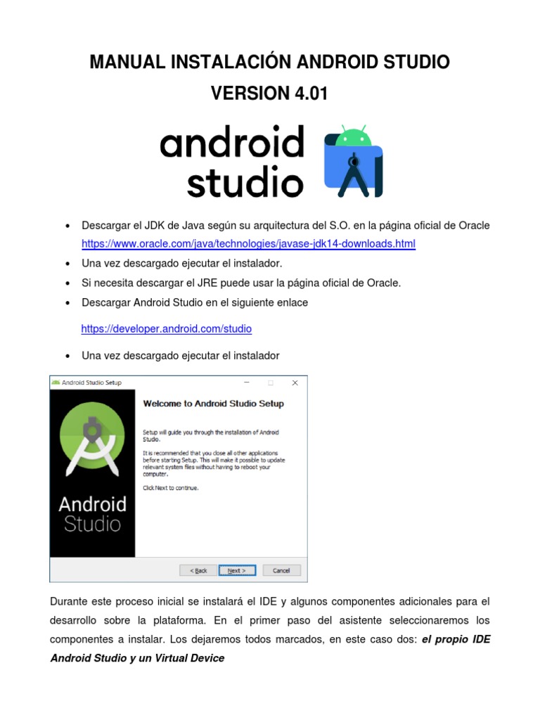Manual Instalacion Android Studio 4.0.1 para Windows | PDF | Android (sistema operativo) | Java ...