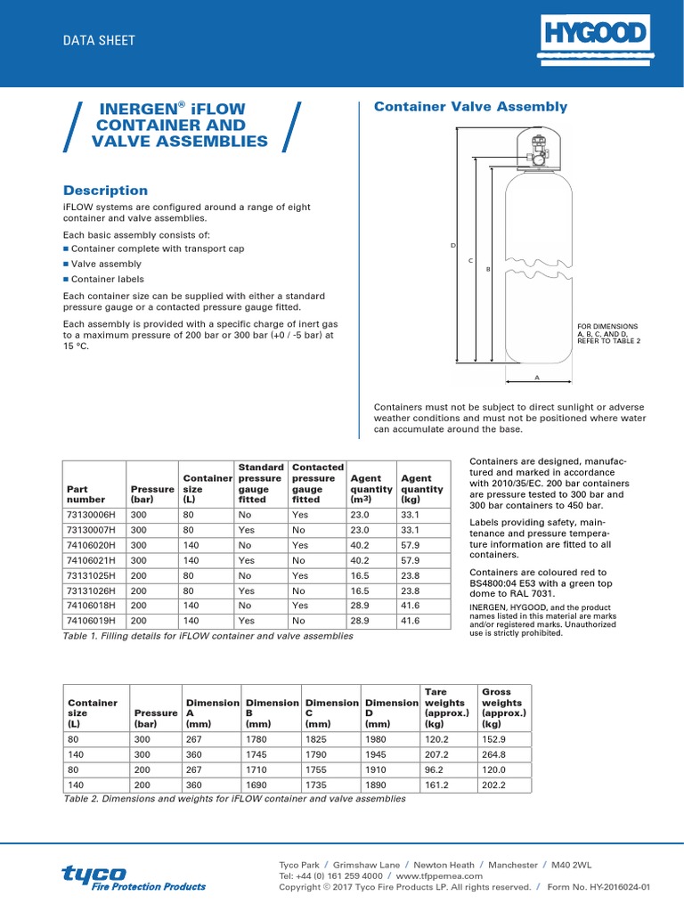 Inergen Iflow Container and Valve Assemblies | PDF | Gases | Nature