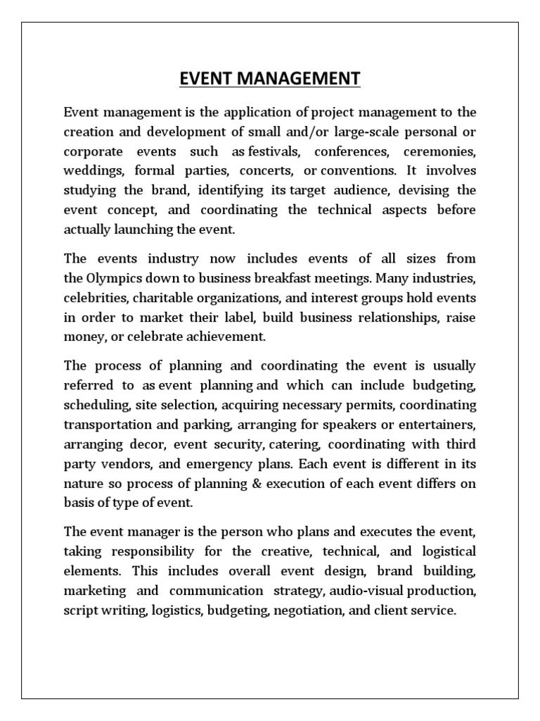 EVENT MANAGEMENT Notes | PDF