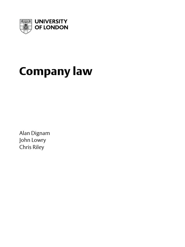 Company Law: Alan Dignam John Lowry Chris Riley | PDF | Corporate ...