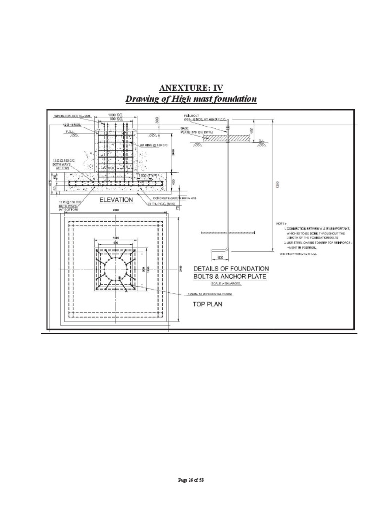 FDN DWG For 21 MTR High Mast | PDF