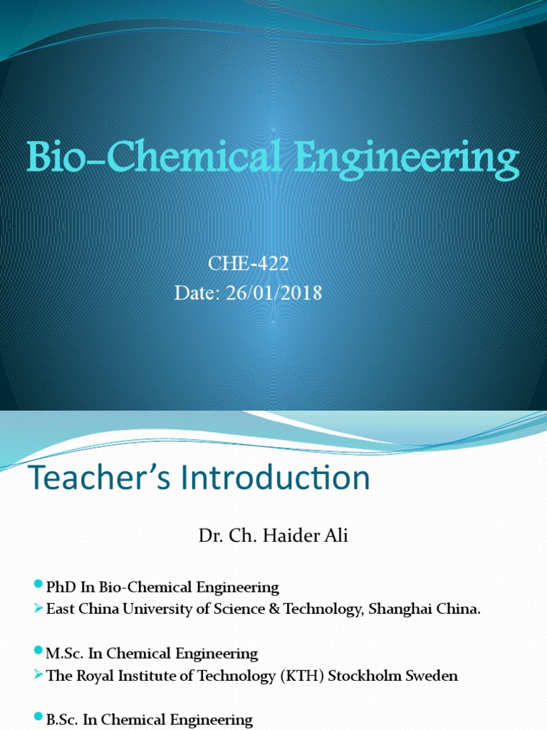 Bio-Chemical Engineering: CHE-422 Date: 26/01/2018 | PDF ...