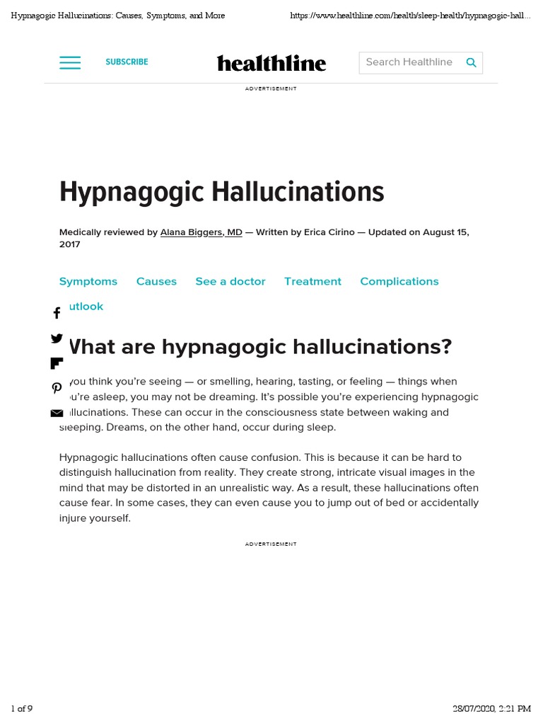 Hypnagogic Hallucinations: Causes, Symptoms, and More | PDF ...