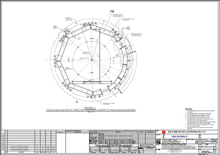 Section 1-1 Typical Cross Section of Tunnel With Temporary Support at ...