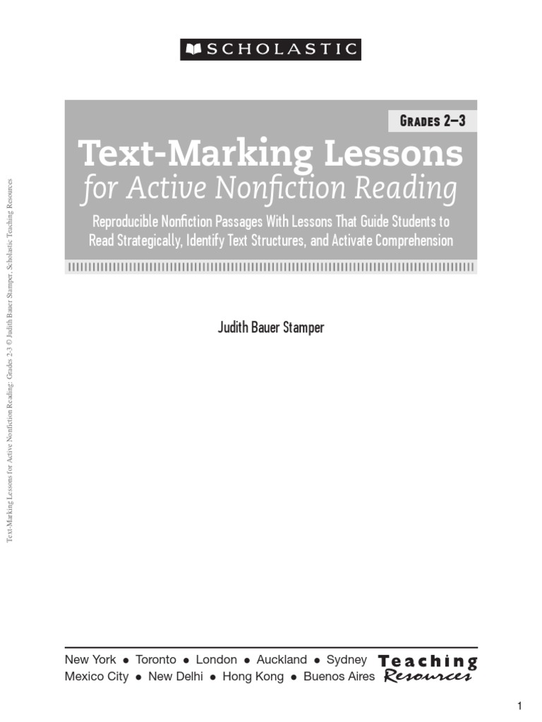 Text Marking Lessons 2-3 PDF | PDF | Reading Comprehension | Cognition