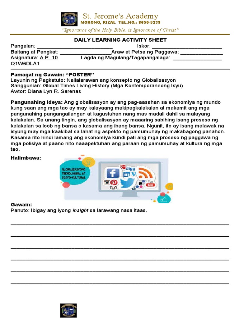 G10 Ap Q1W6 Dla1-4 | PDF