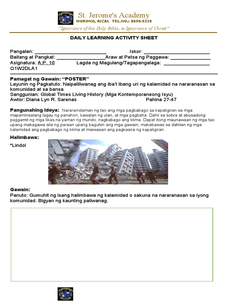 G10 Ap Q1W2 Dla1-4 | PDF