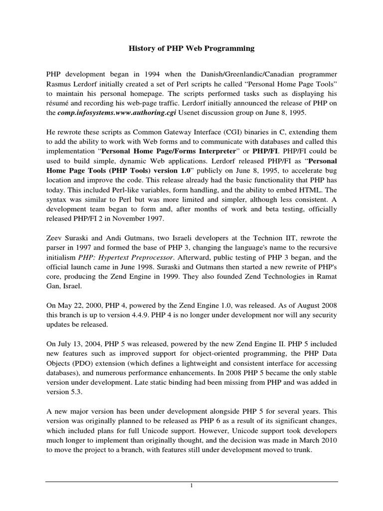 History of Web Programming | PDF | Php | Software Engineering