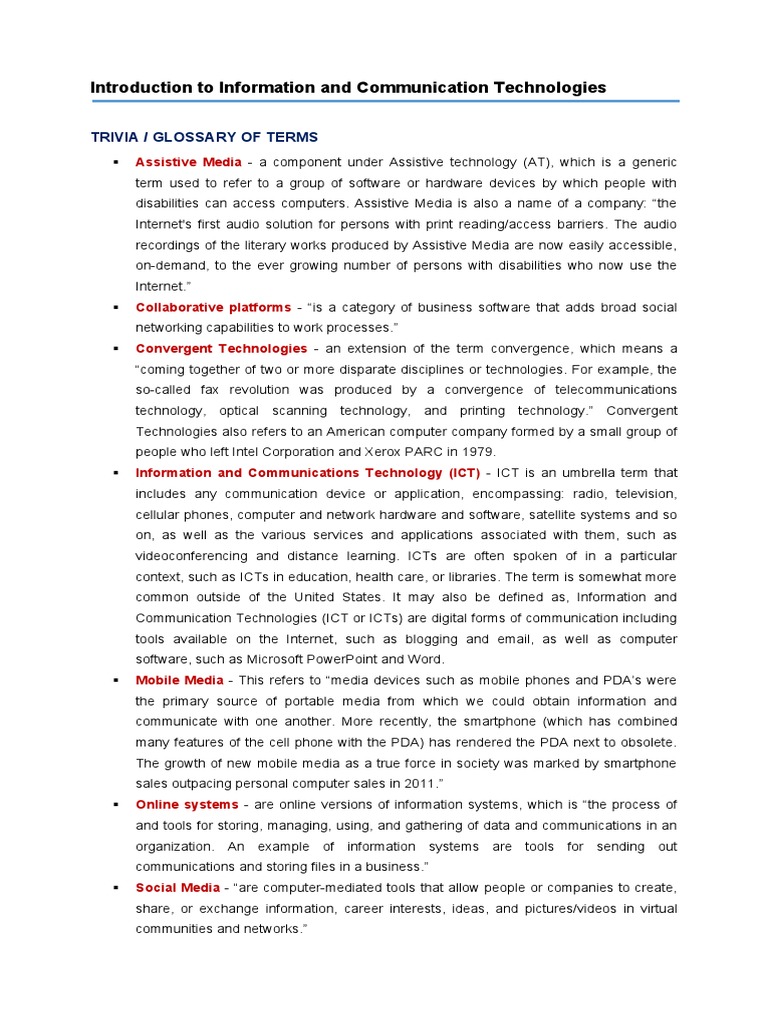 Empowerment Technologies Handouts - ICT | PDF | Semantic Web | World ...