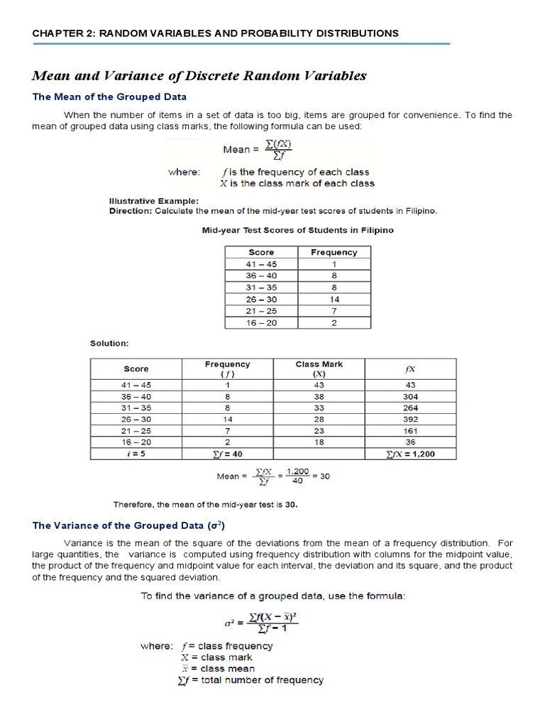 Mean, Variance, and Standard Deviation | PDF