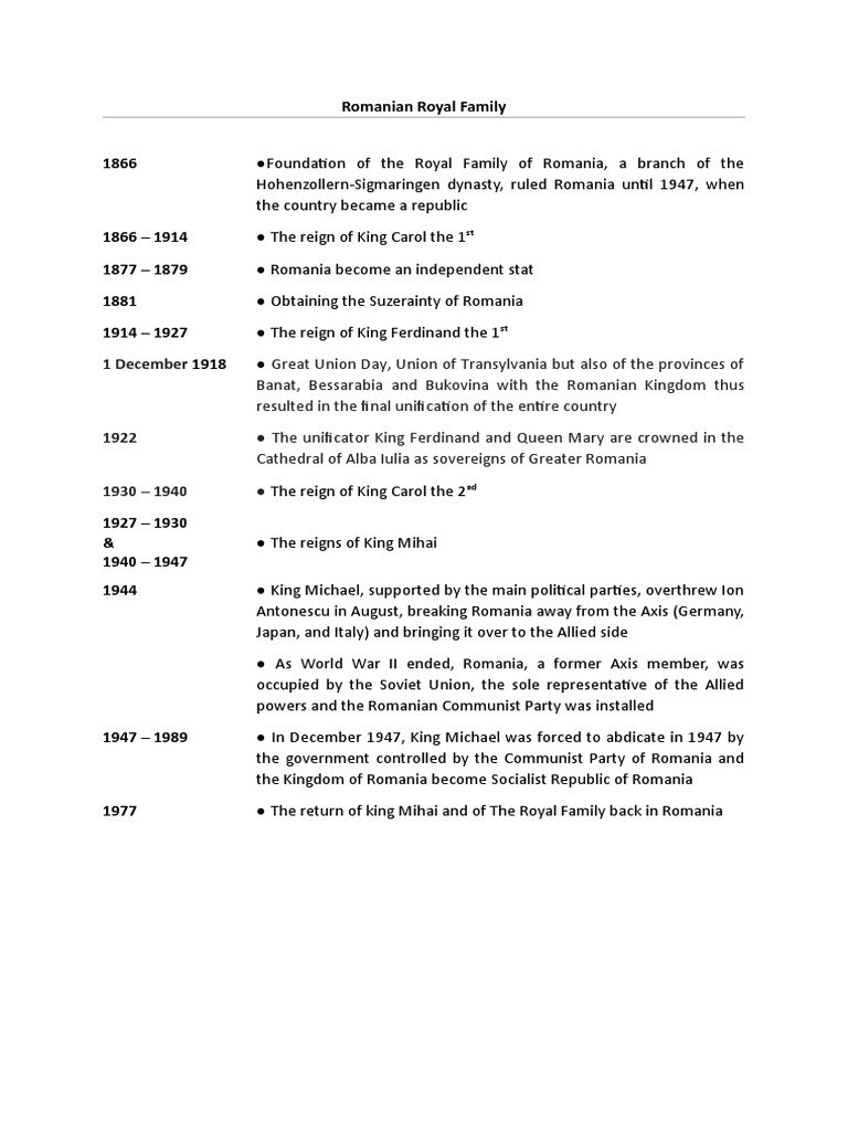 Romanian Royal Family | PDF | Monarchies Of Europe | European Nobility