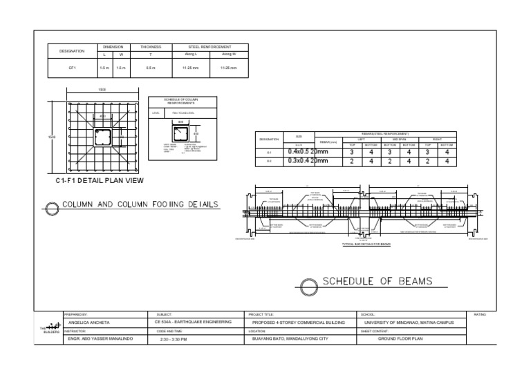 Beam and Column Details | PDF | Reinforced Concrete | Metals