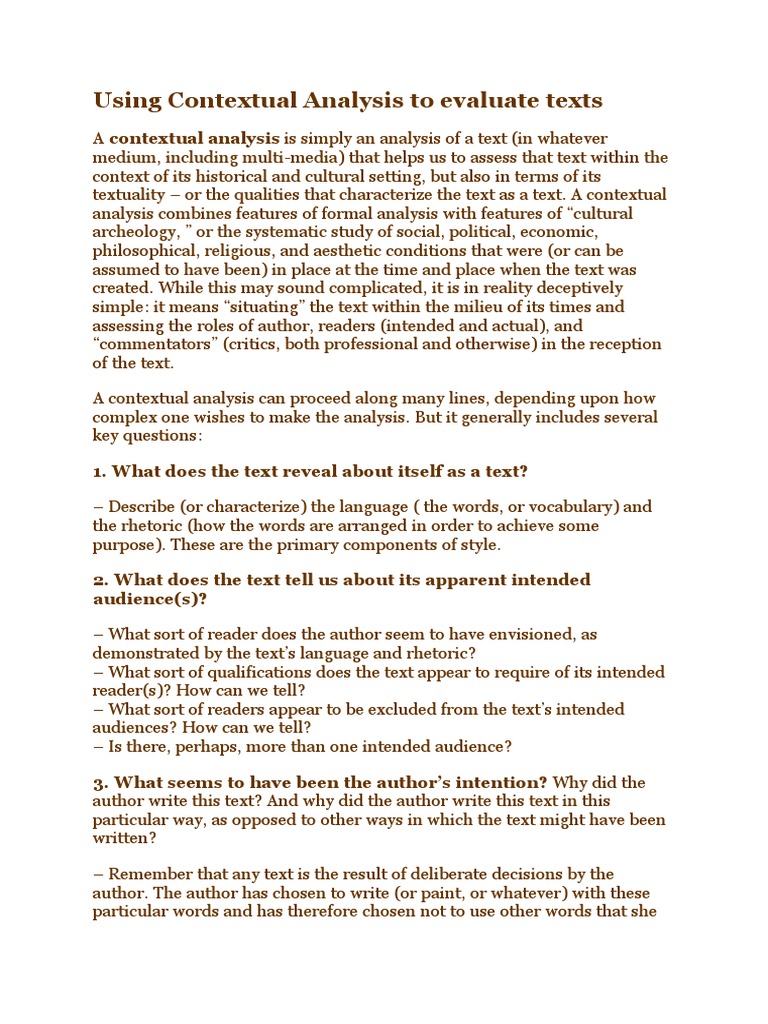 Contextual Analysis | PDF | Rhetoric | Human Communication