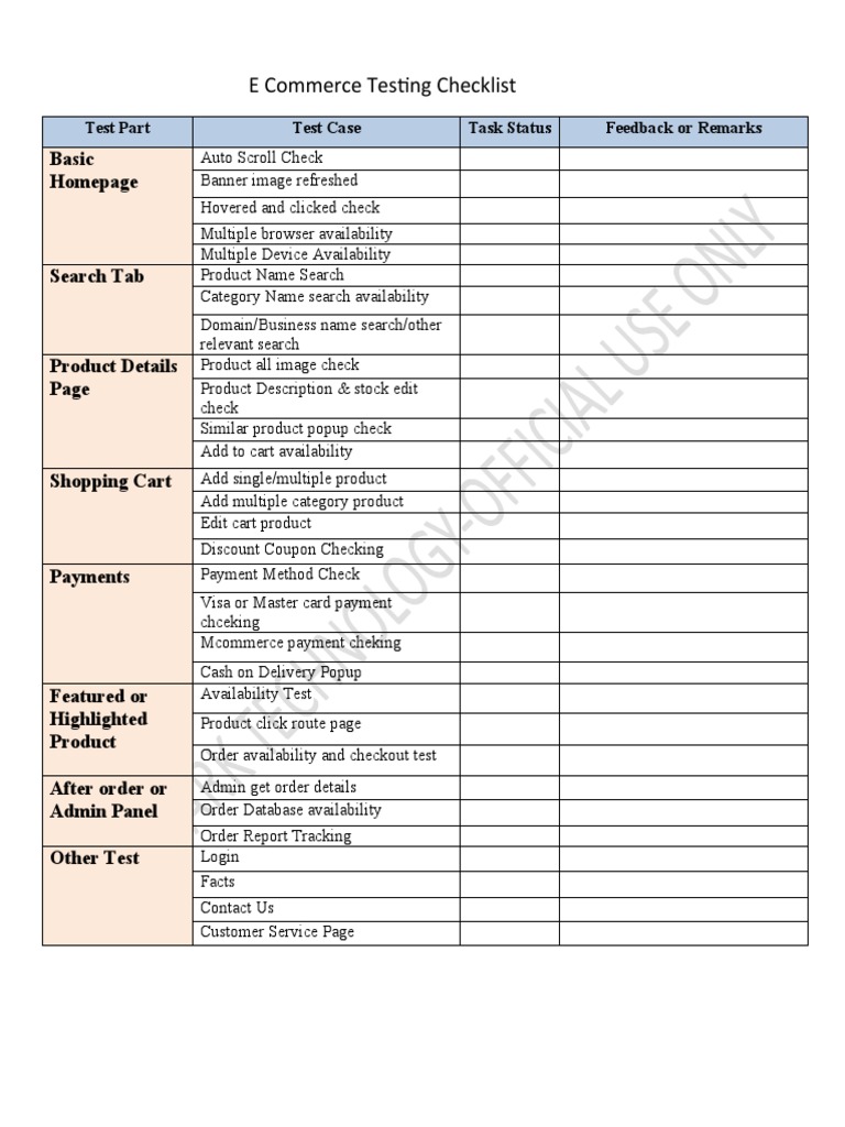 E Commerce Testing Checklist: Basic Homepage | PDF