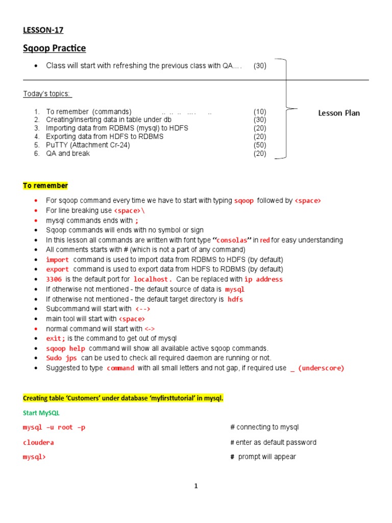 17-Lesson Sqoop Practice - PuTTY | PDF | Command Line Interface | Apache Hadoop