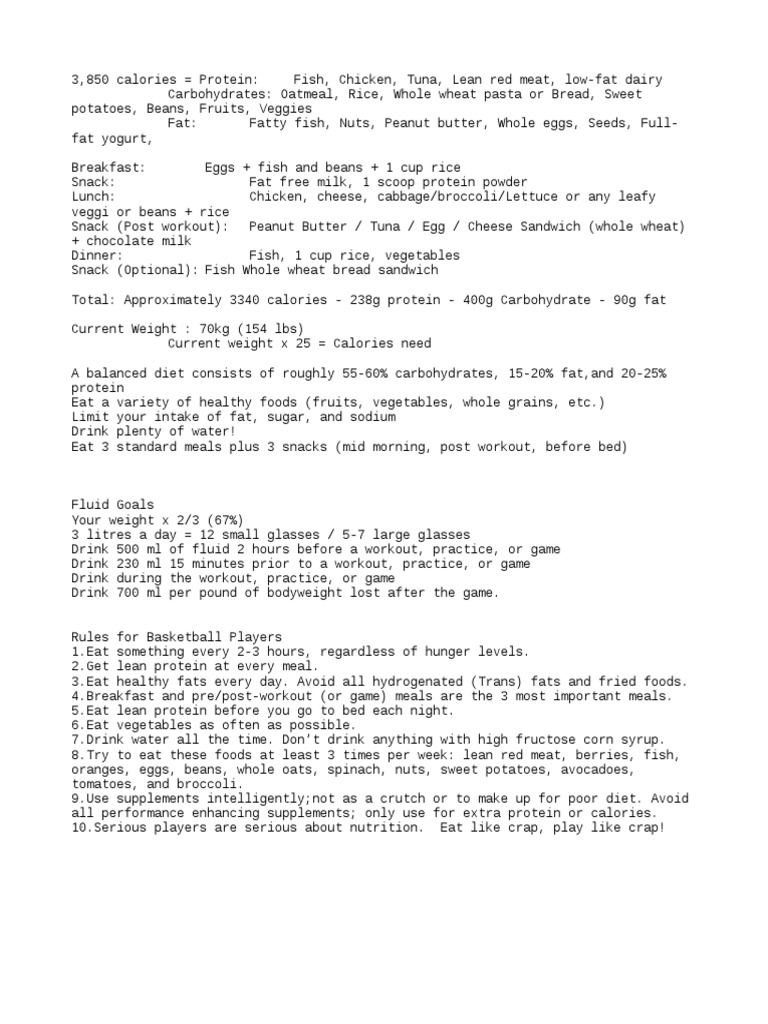 A Balanced Nutrition Plan for Maintaining a Lean Body Weight of 70kg ...