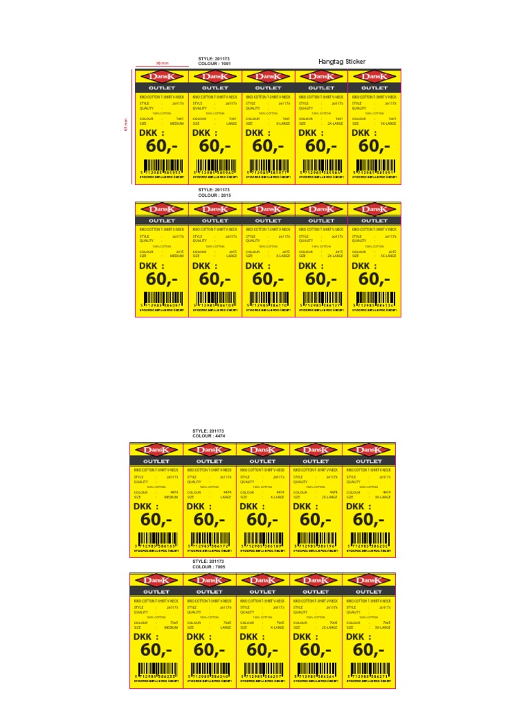 Style-201173-DKK-Price Sticker Revised 3 Layout. | PDF | T Shirt ...