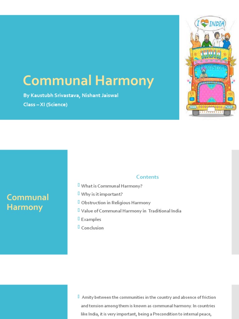 Communal Harmony: by Kaustubh Srivastava, Nishant Jaiswal Class - XI ...