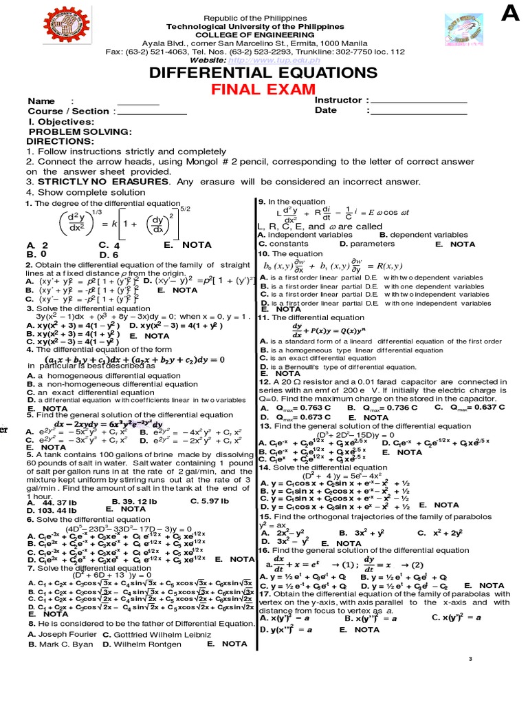 Assignment #4 Differential Equation | PDF | Differential Equations | Equations