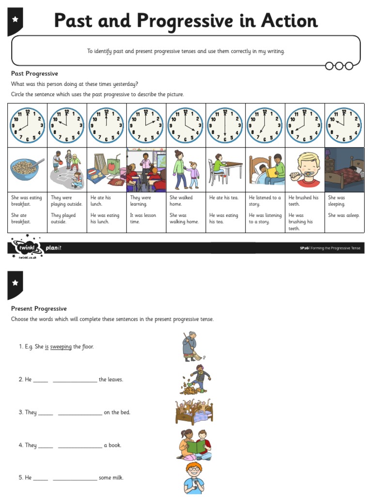 Past and Progressive in Action | PDF | Grammatical Tense | Linguistic ...