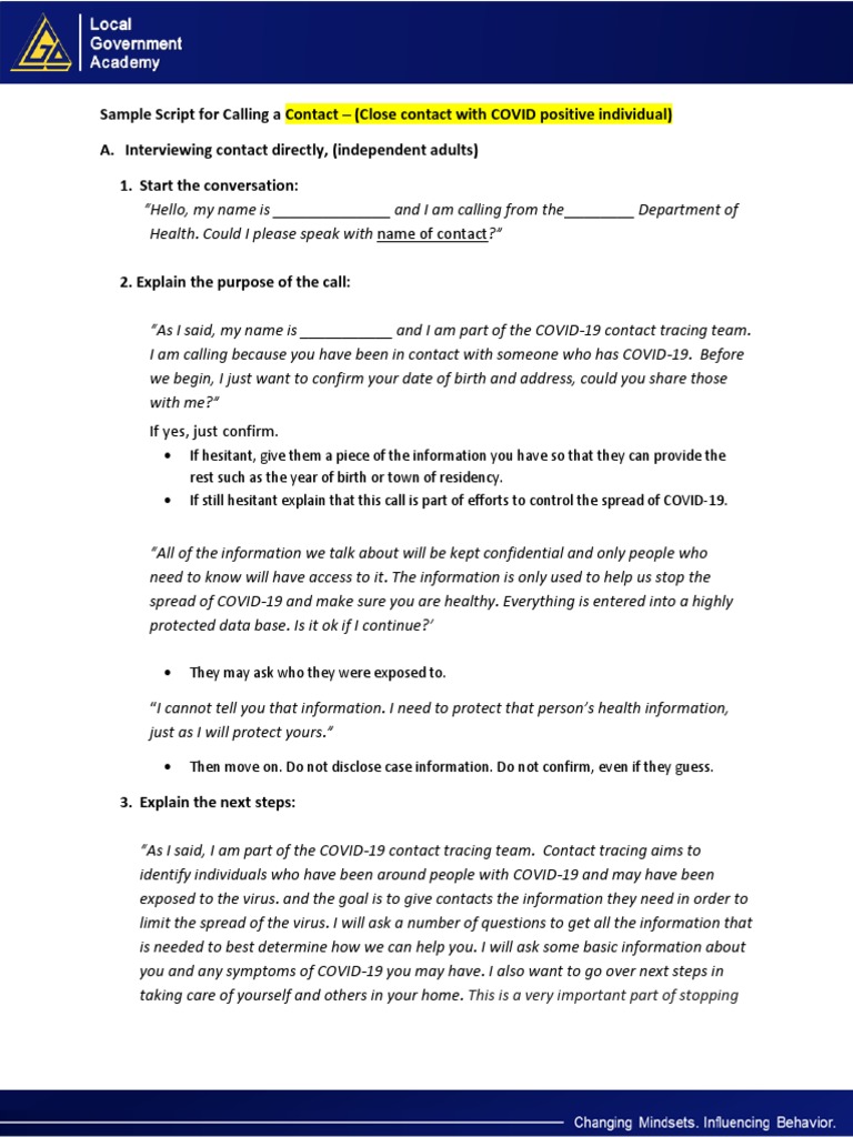 Script For Contact Interview | PDF | Caregiver | Clinical Medicine
