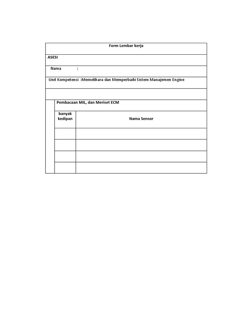 Form Lembar Kerja | PDF