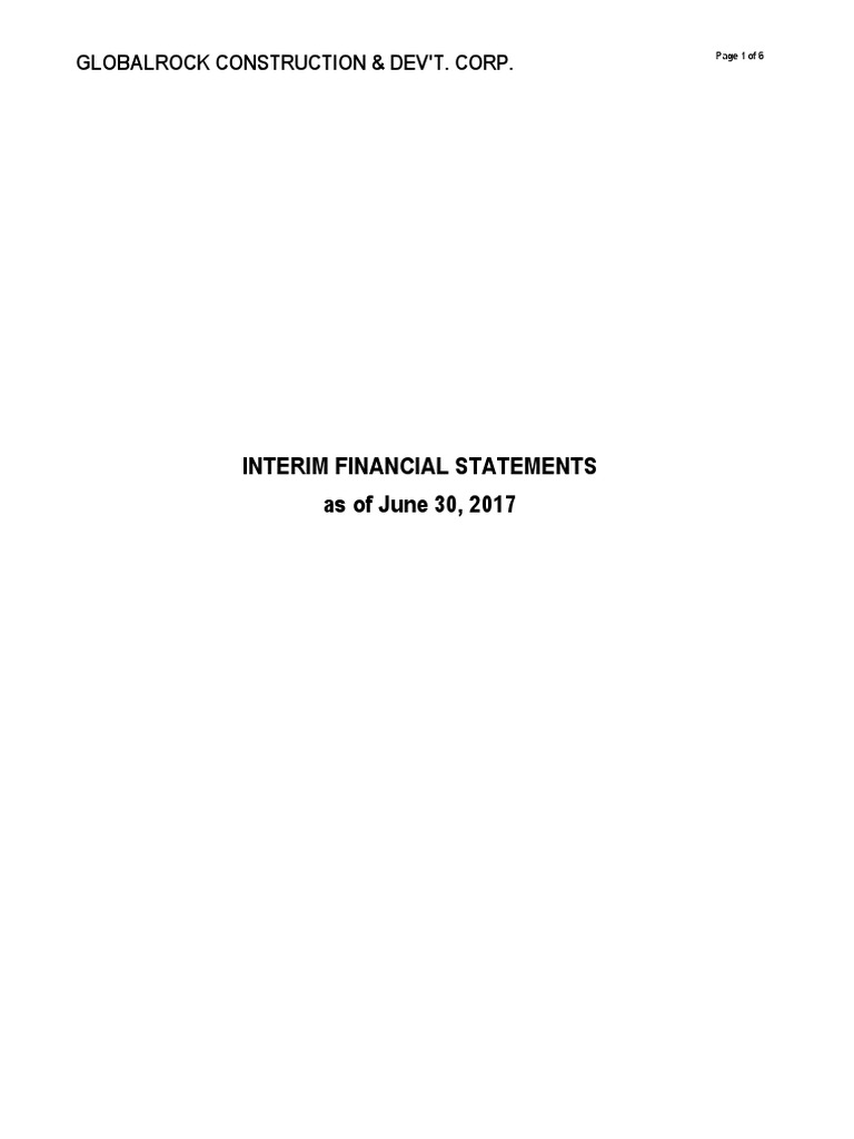 FS - 2017 - Interim - Globalrock | PDF | Expense | Fixed Asset