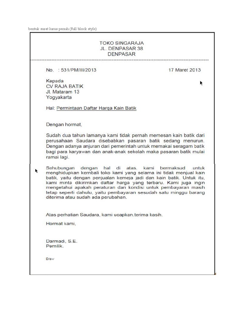 Bentuk-Bentuk Surat | PDF