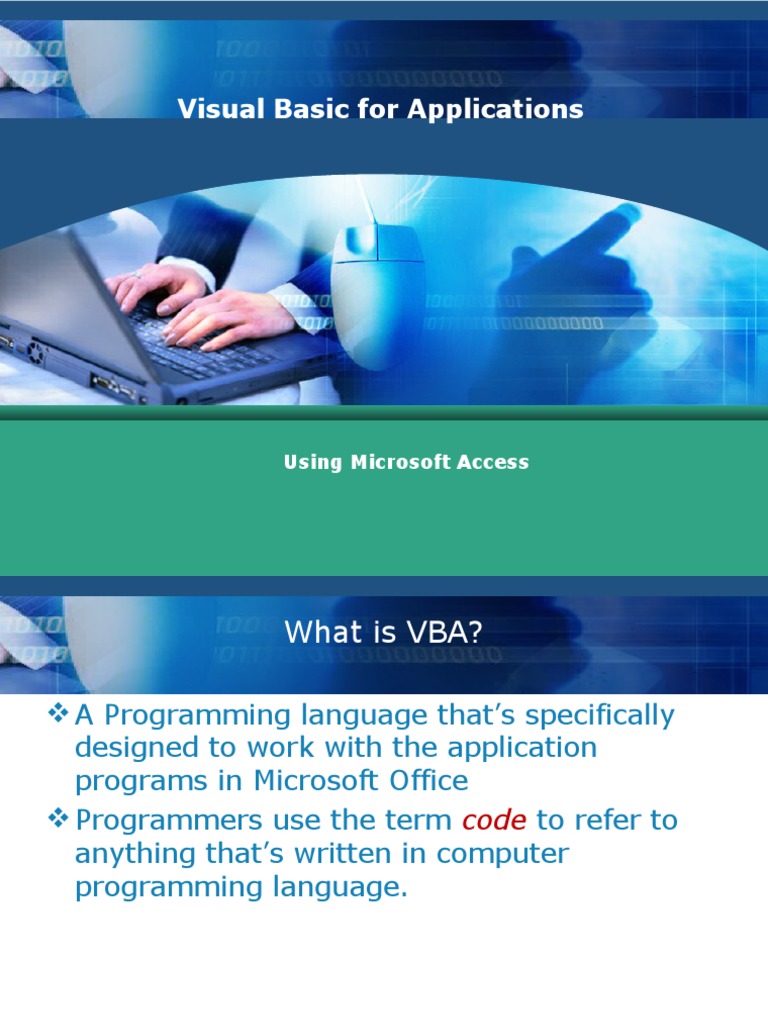 Visual Basic For Applications: Using Microsoft Access | PDF | Subroutine | Scope (Computer Science)