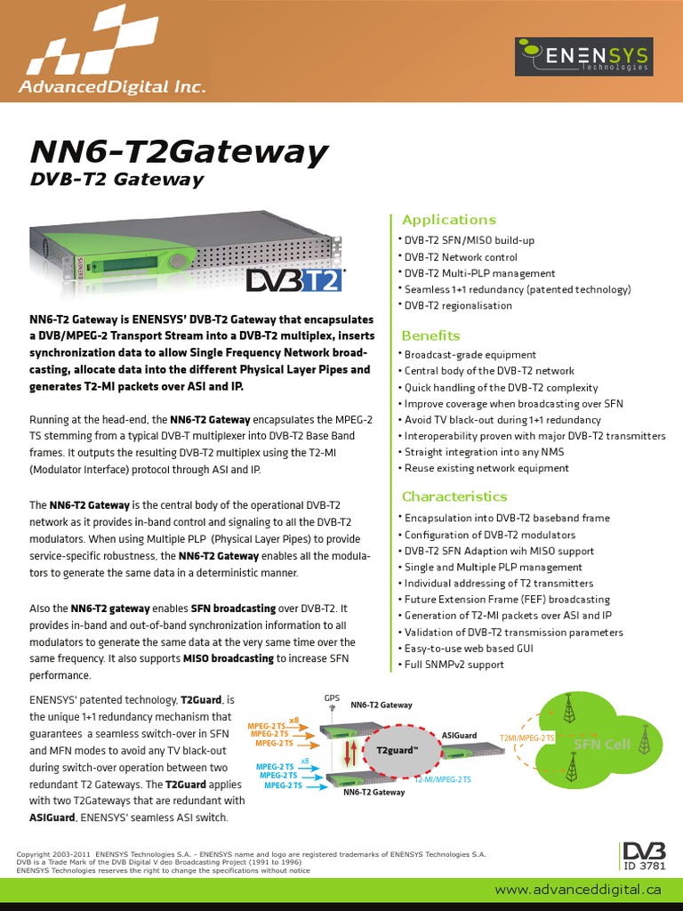 NN6-T2Gateway Datasheet | PDF | Modulation | Gateway (Telecommunications)