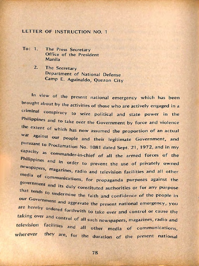 Letter of Instruction 1 PDF | PDF
