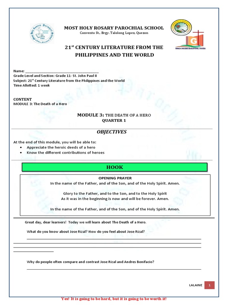 21st Century Lit-Gr.11 Module 3 | PDF | Behavior Modification | Cognition