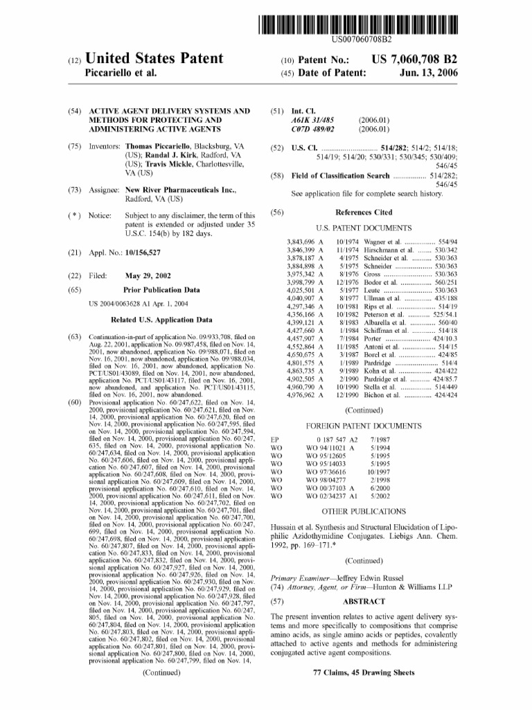 United States Patent (10) Patent No.: US 7,060,708 B2 | PDF ...