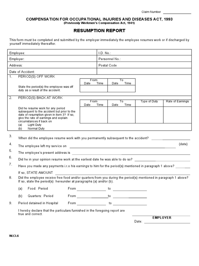 WCL 6 Resumption Report | PDF | Labor | Government