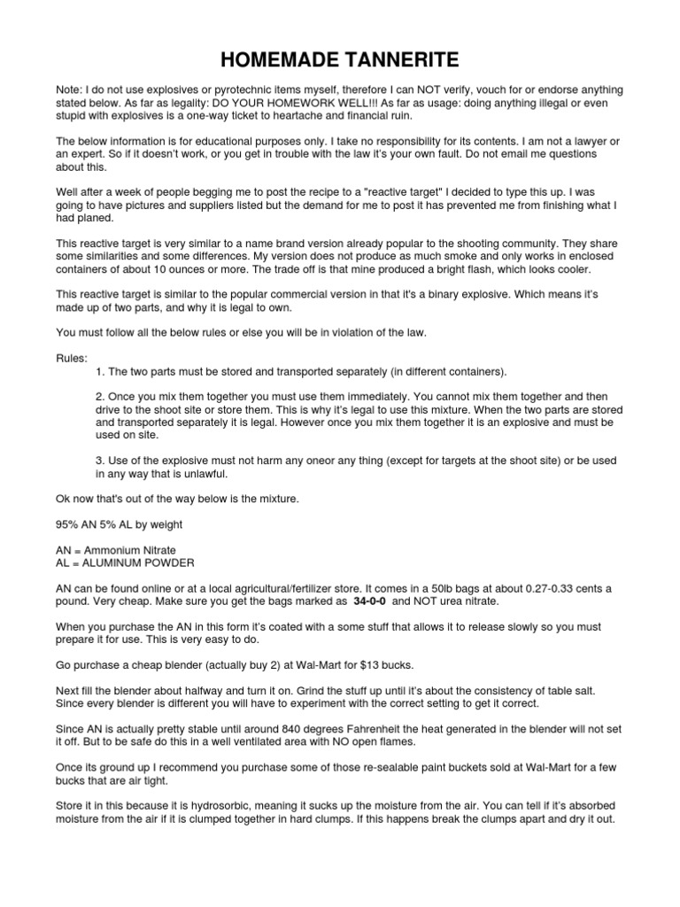 Home Made Tannerite | PDF | Urea | Fertilizer