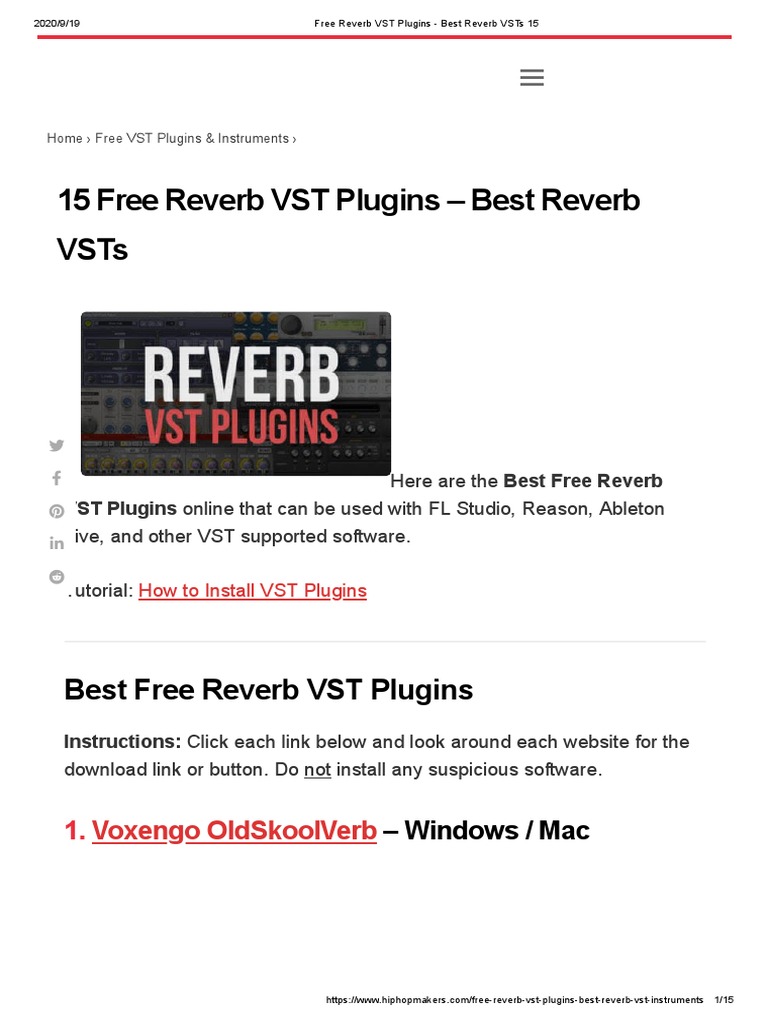 15 Free Reverb VST Plugins - Best Reverb VSTs PDF | PDF | Computers