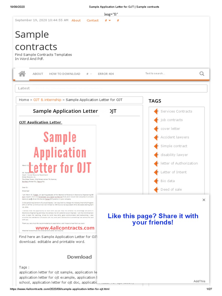 Sample OJT Application Letter | PDF | Lawyer | Computing
