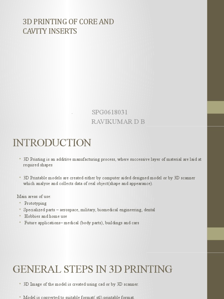 3D Printing of Core and Cavity Inserts | PDF | 3 D Printing ...