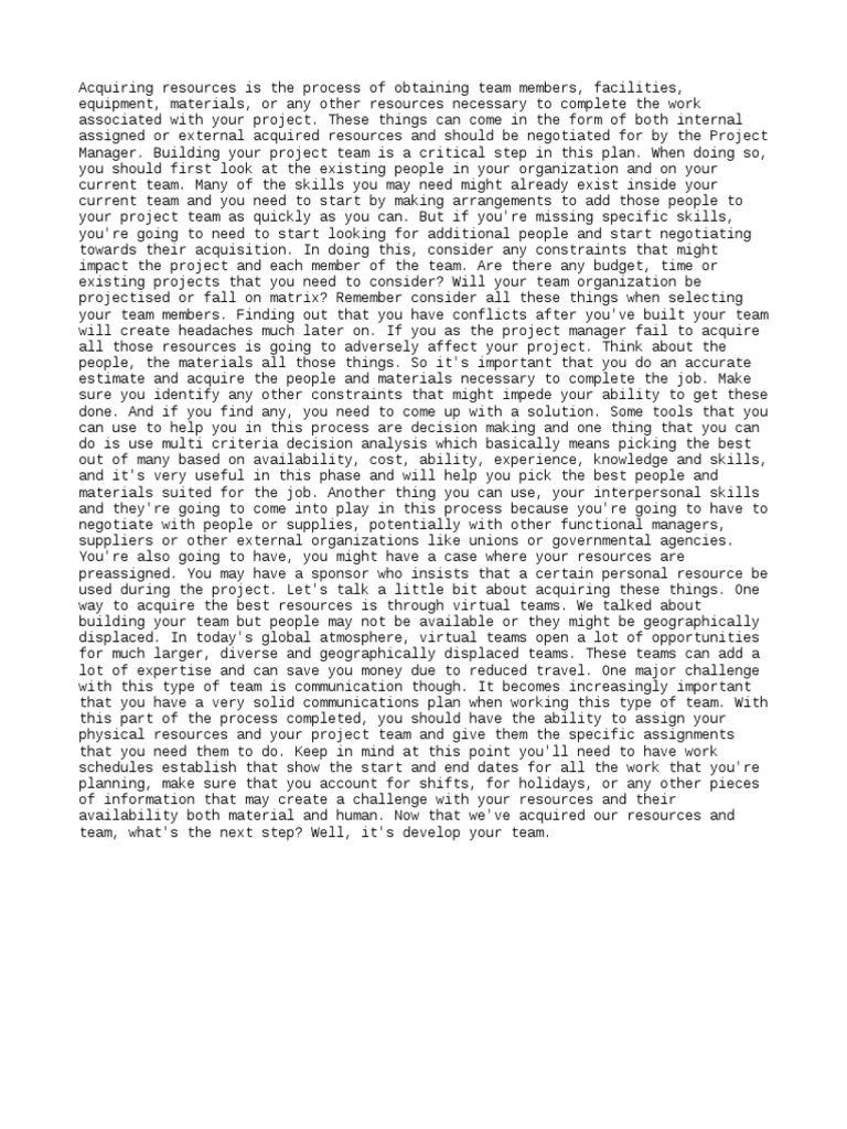 Acquire Resources | PDF | Cognition | Business