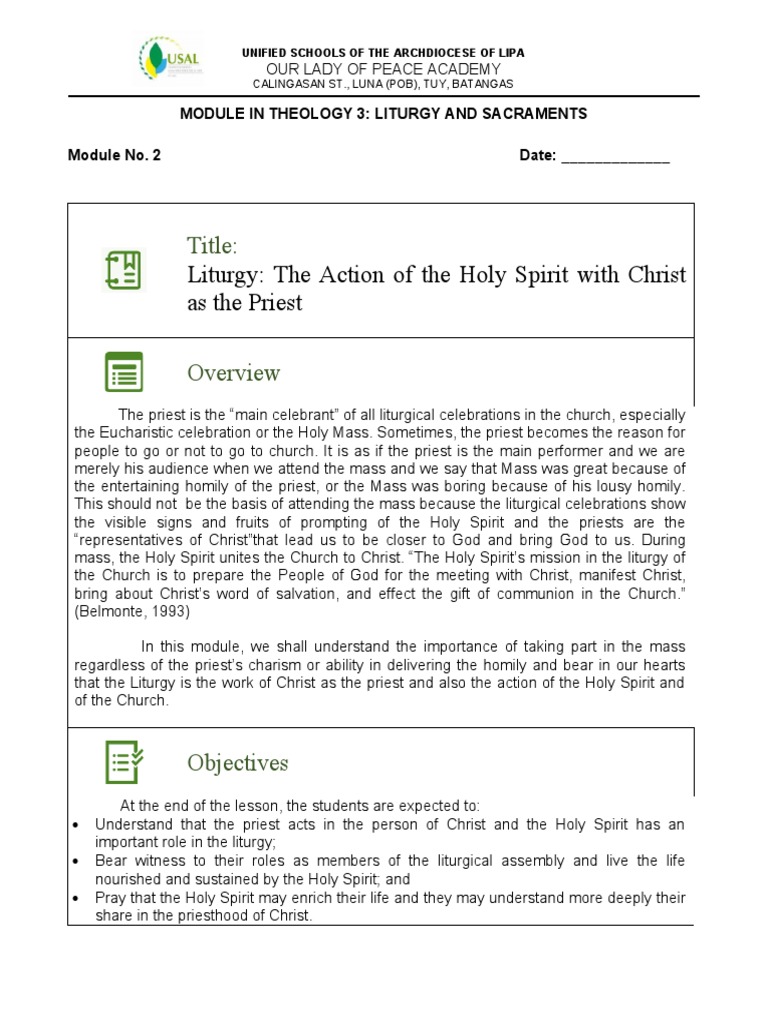 Theology Module 2 | PDF | Eucharist | Mass (Liturgy)