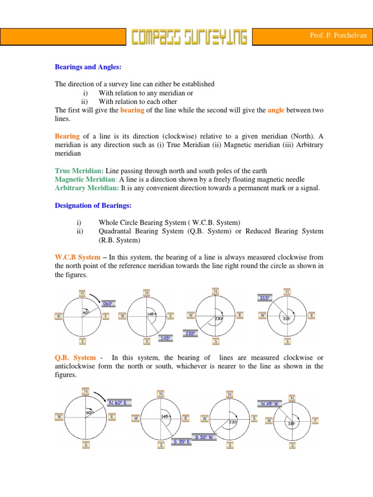 18-Jul-2020 L.4 Bearings and Angles PDF | PDF | Compass | Surveying