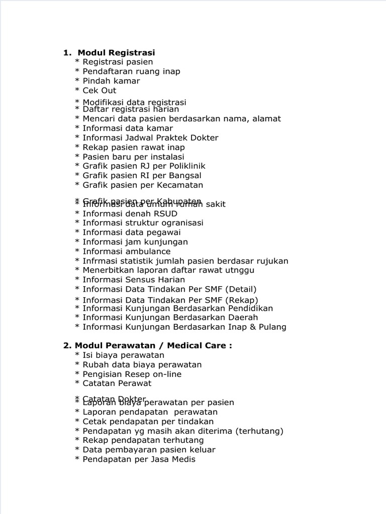 Contoh Modul-Modul Dalam Simrs | PDF