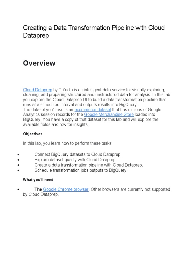 1 - Creating A Data Transformation Pipeline With Cloud Dataprep | PDF | Cloud Computing | Icon ...