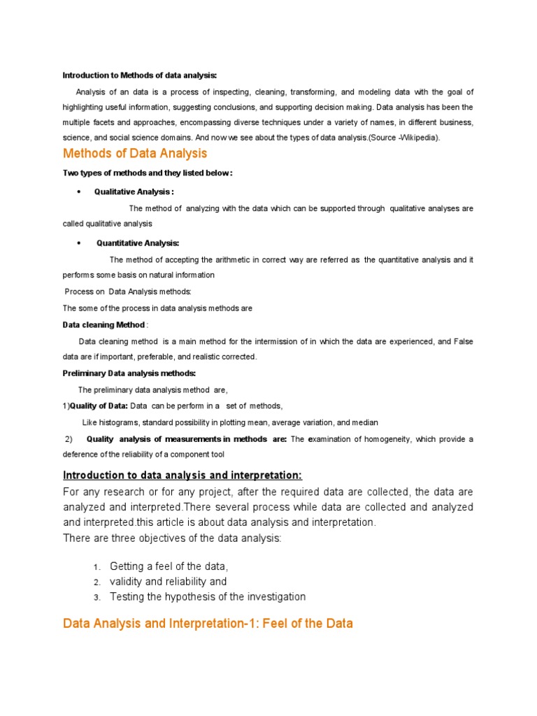 Introduction To Methods of Data Analysis | PDF | Data | Data Analysis