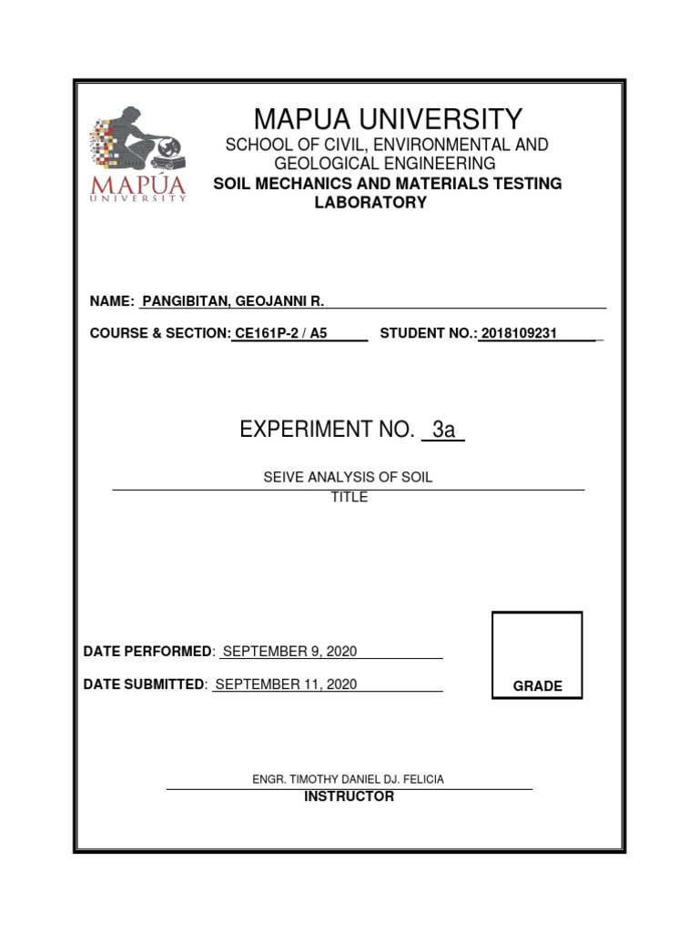 Mapua University: Experiment No. 3A | PDF | Road Surface | Materials
